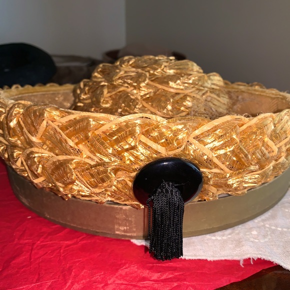 Vintage | Accessories | Vintage Gold Straw Hat Wtassle | Poshmark